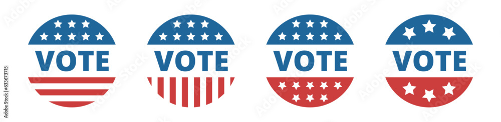 Vote badge set for USA election. Isolated vector and PNG illustration ...