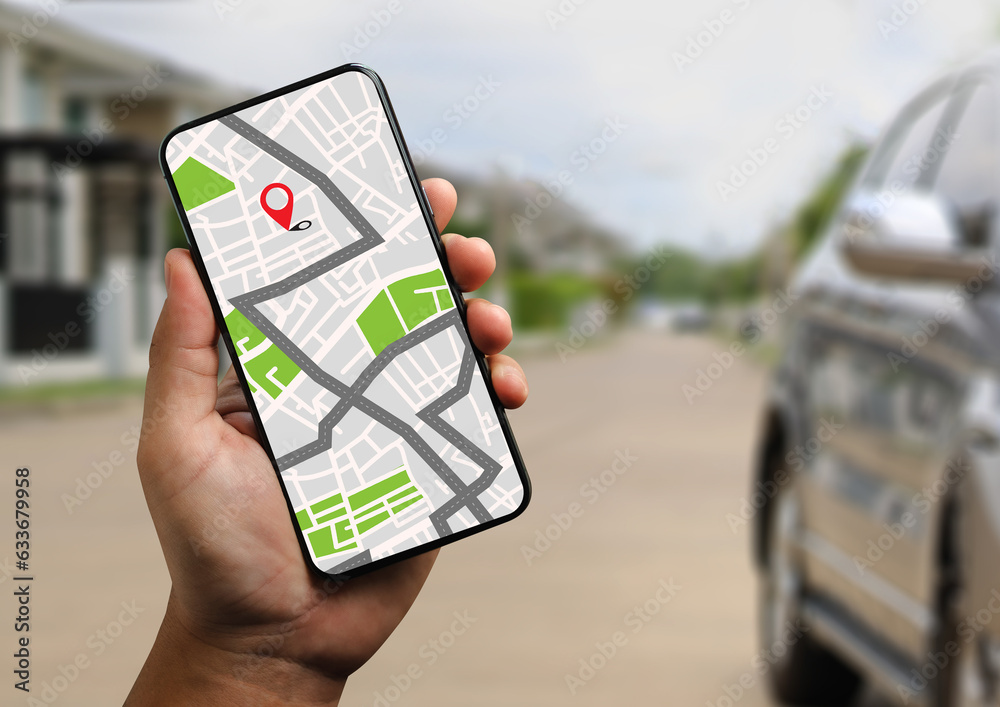 Poster GPS Map to Route Destination network connection Location Street ...