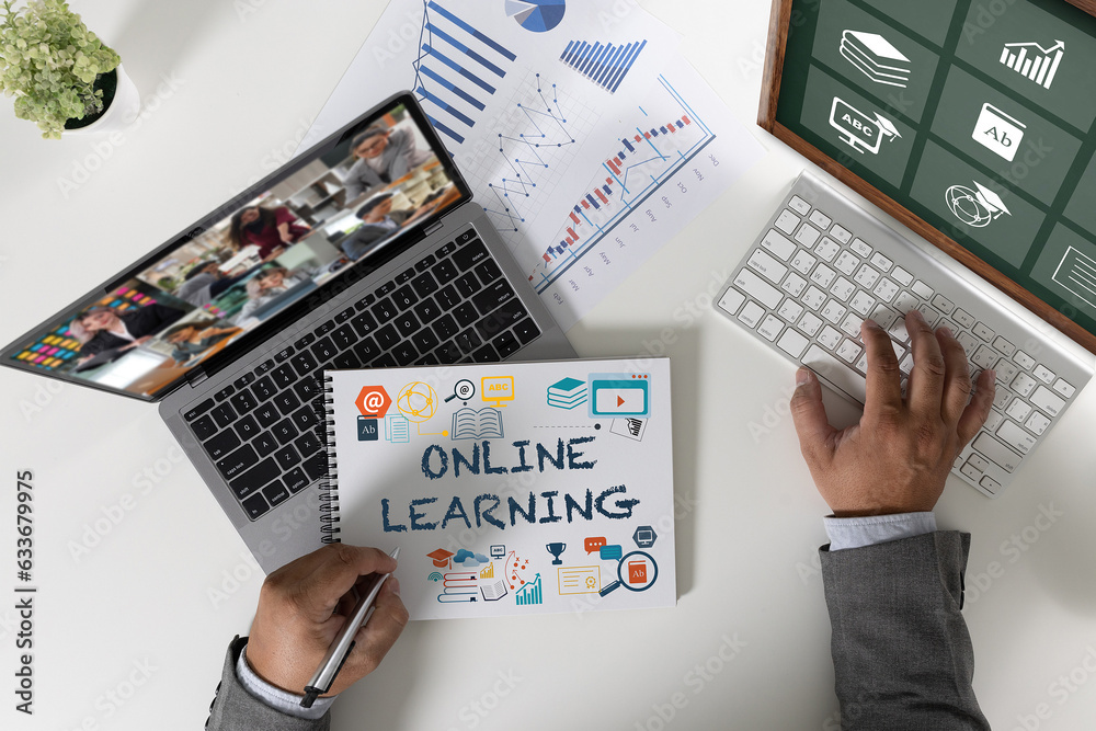 Learning Global Online learning student watching lesson online using ...