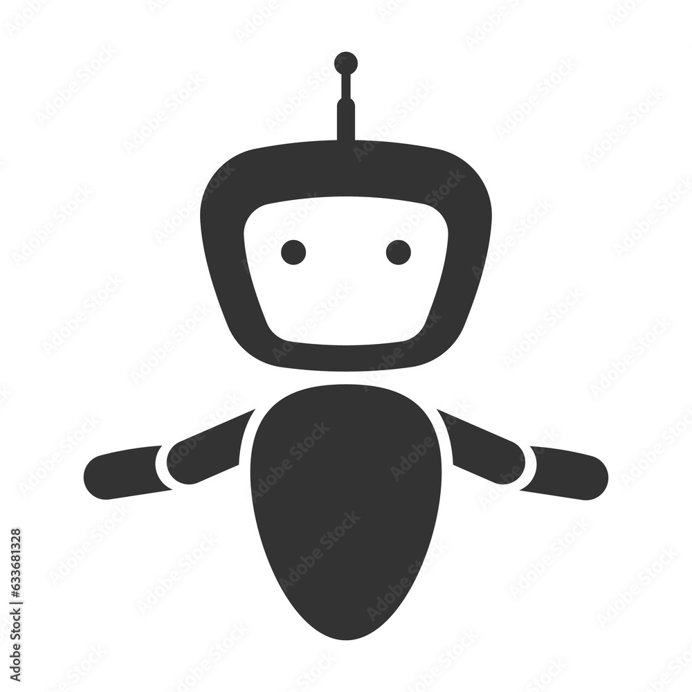 Vector illustration of robot icon in dark color and transparent ...
