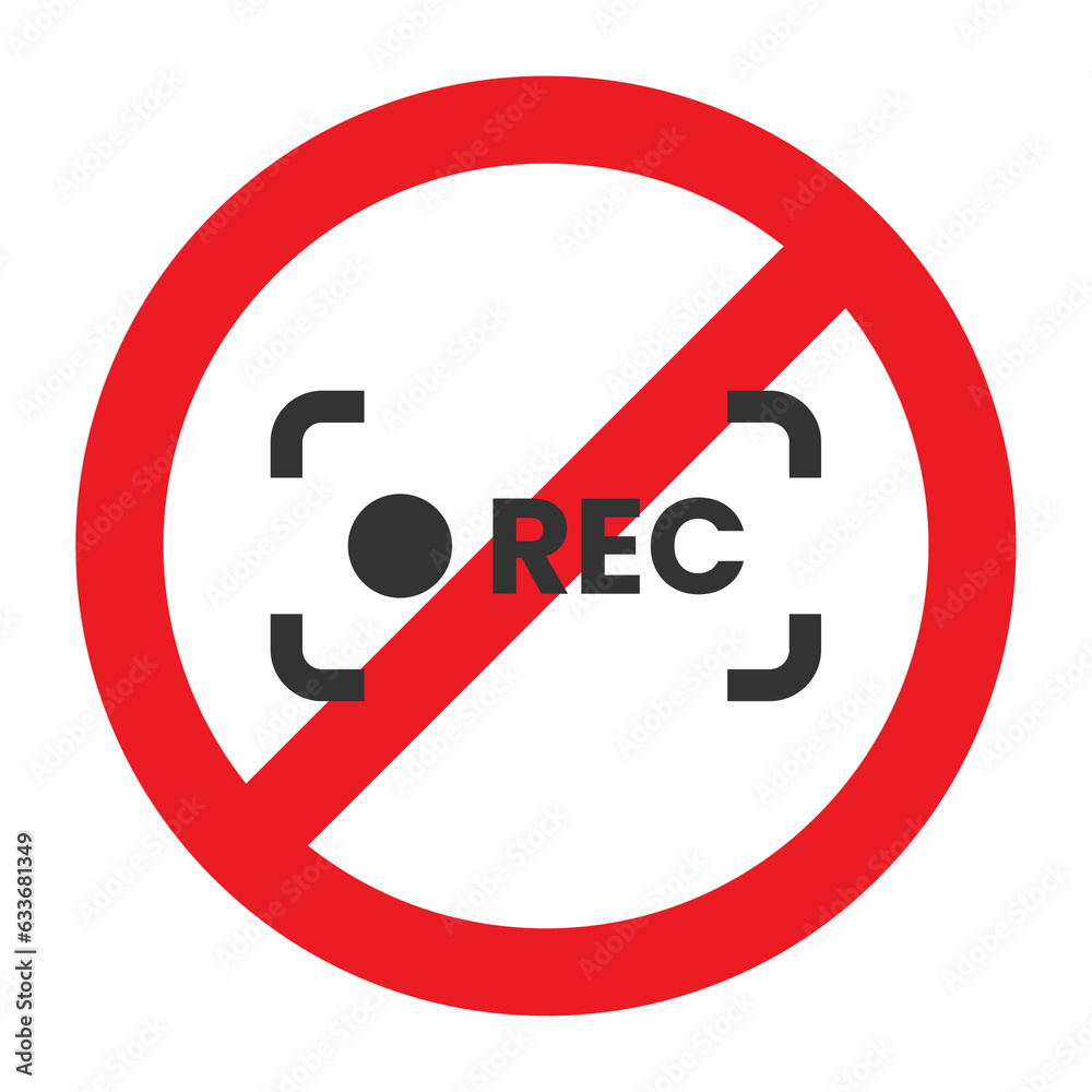 Vector illustration of recording is prohibited icon in dark color and ...