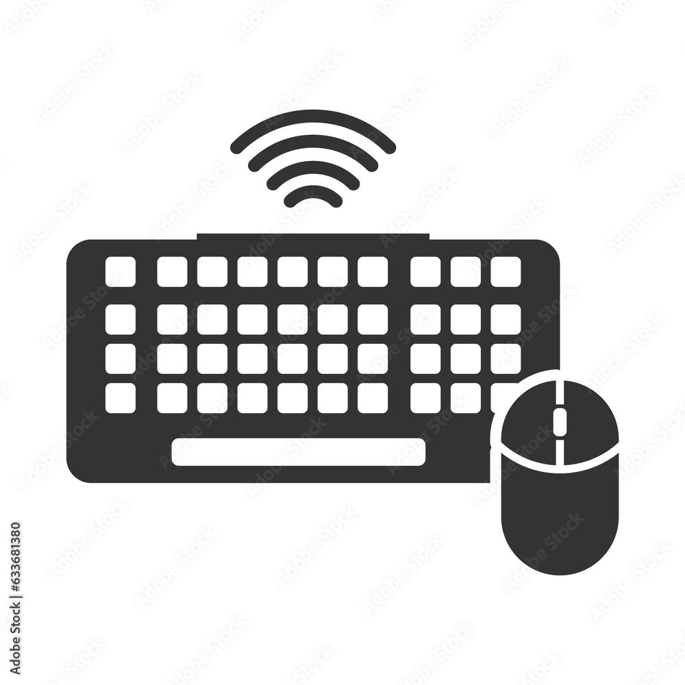 Vector illustration of wireless mouse and keyboard icon in dark color ...