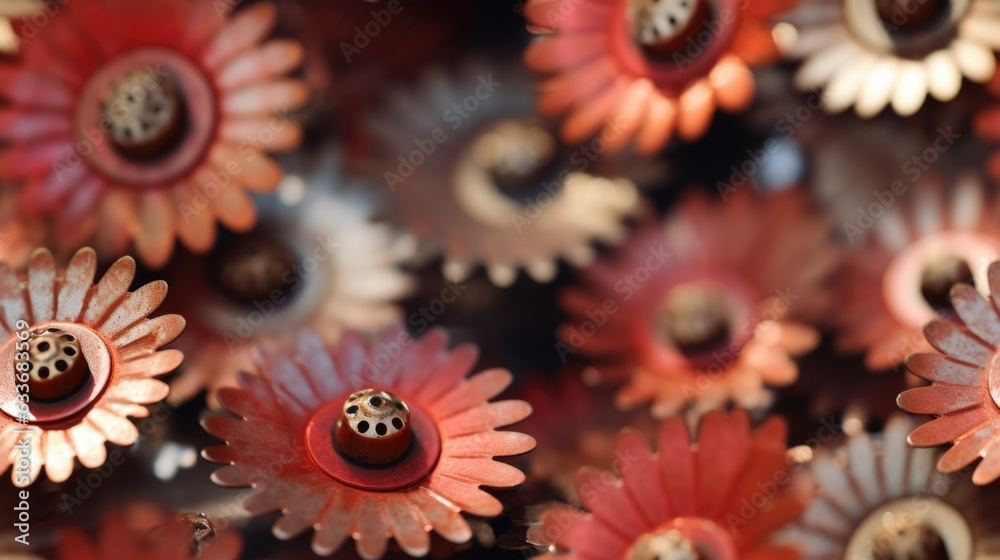 Seamless texture - Rusty red and white metal flowers made from ...