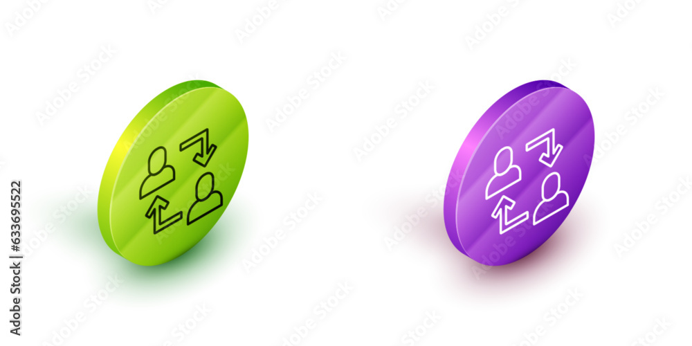 Isometric line Project team base icon isolated on white background ...