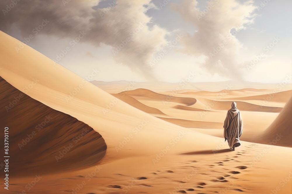 Echoes of Temptation: Sand Dunes and Remote Figure, Evoking Jesus ...