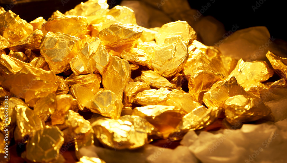 pure gold ore isolated on white background. Group of precious golden ...