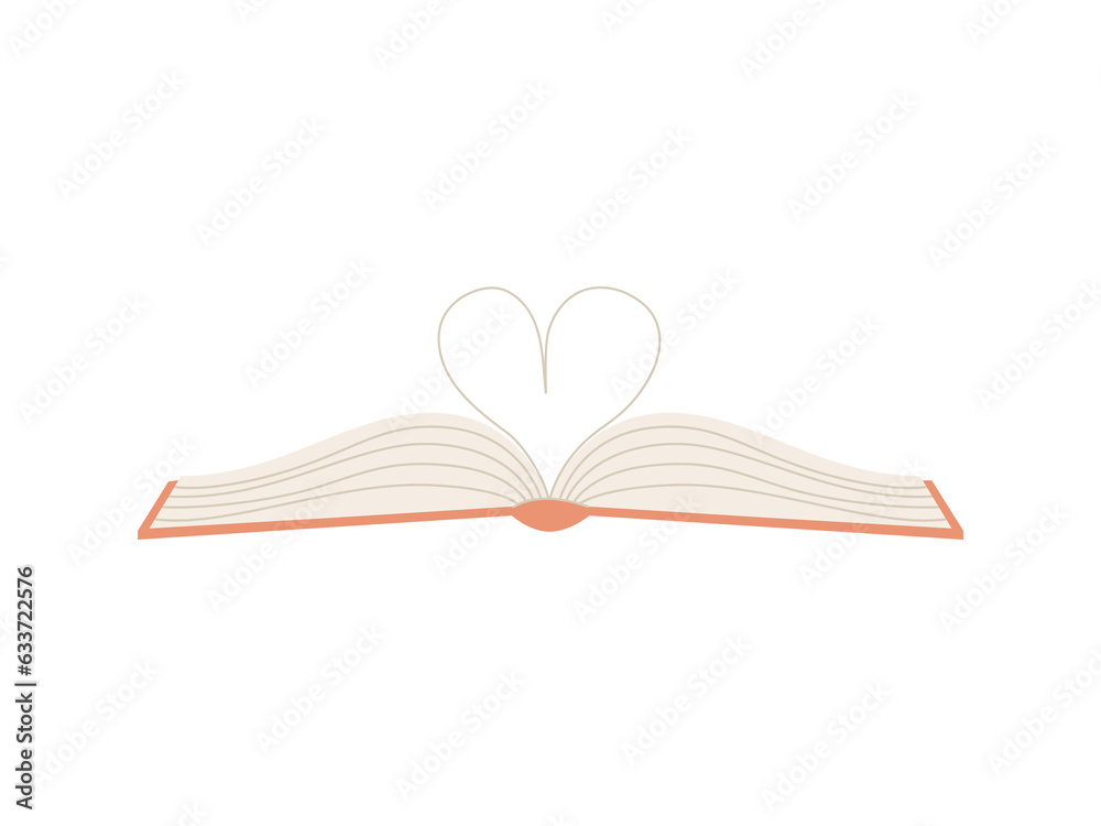 Open book with pages folded in shape of heart. The book is a symbol of ...