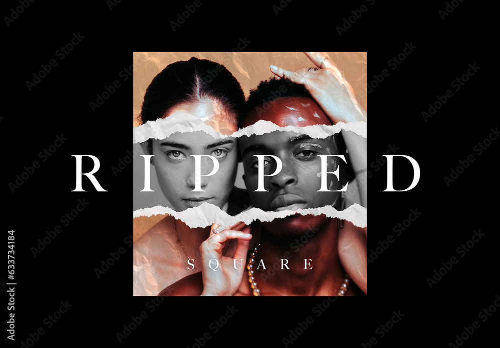 Ripped Paper Photo Effect Mockup Stock Template | Adobe Stock