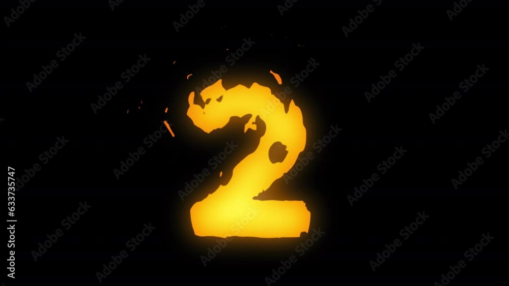 Burning Number 2, Fire Alphabet Animation 2D style Stock ビデオ | Adobe Stock