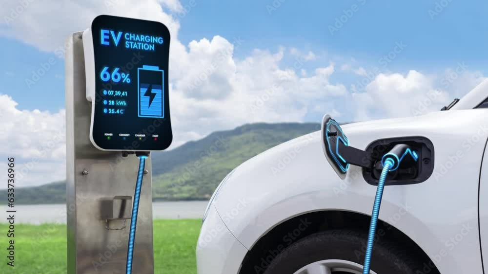 Eco-friendly electric car using clean energy recharge battery from ...