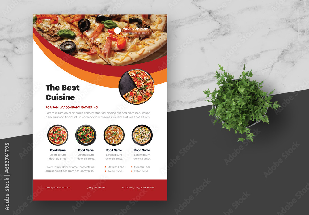Red Orange Pizza Price List Menu Flyer Stock Template | Adobe Stock
