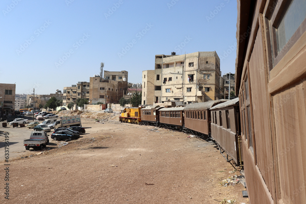 Amman, Jordan (Hedjaz Jordan Railway) An old Turkish Ottoman steam ...