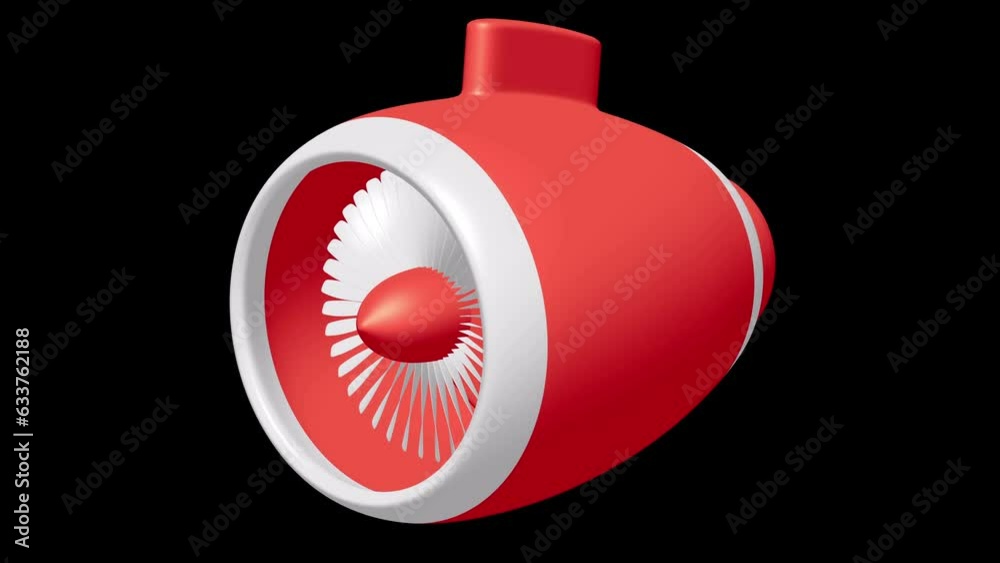 Turbo jet plane engine. 3d render endless loop. 4K FullHD and HD render ...