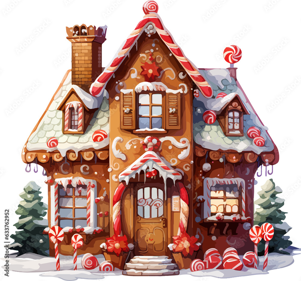 gingerbread house, color gingerbread house vector illustration ...