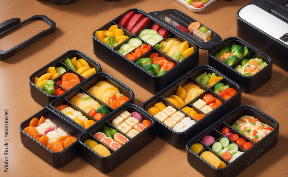 Deluxe Japanese Makunouchi bento boxes with rice,udon noodles ...