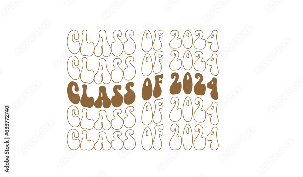 class of 2024 groovy text effect white background Stock Vector | Adobe ...