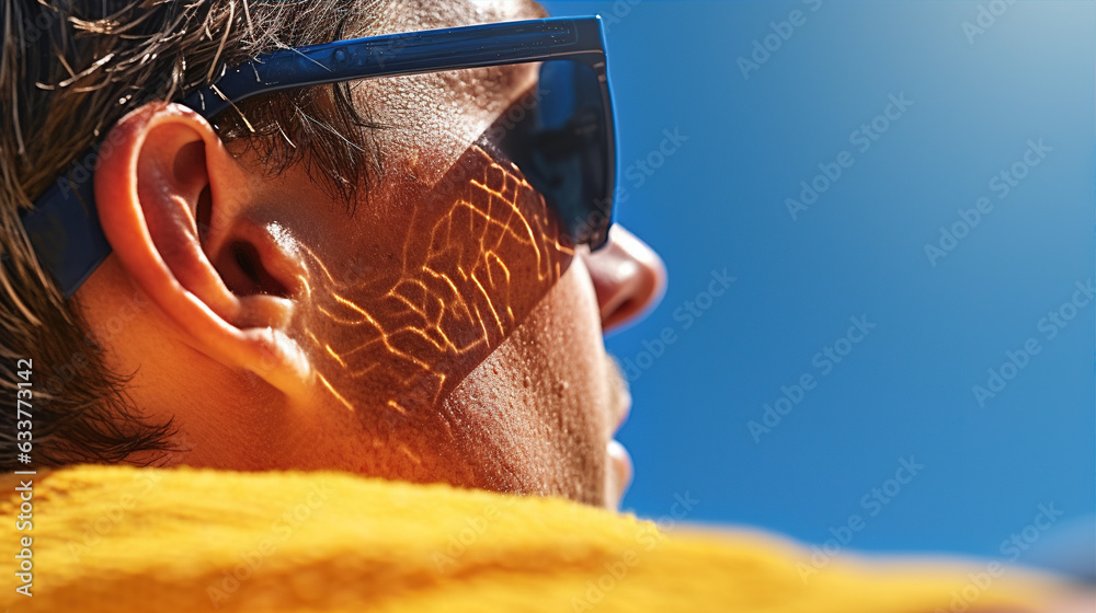 Sun-Kissed Shoulders: The close-up captures the shoulders of a person ...