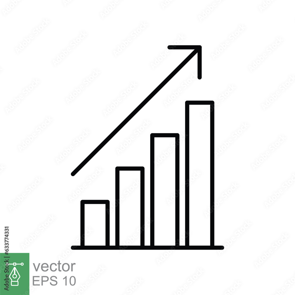Profit growth icon. Simple outline style. Growing bars graphic with ...