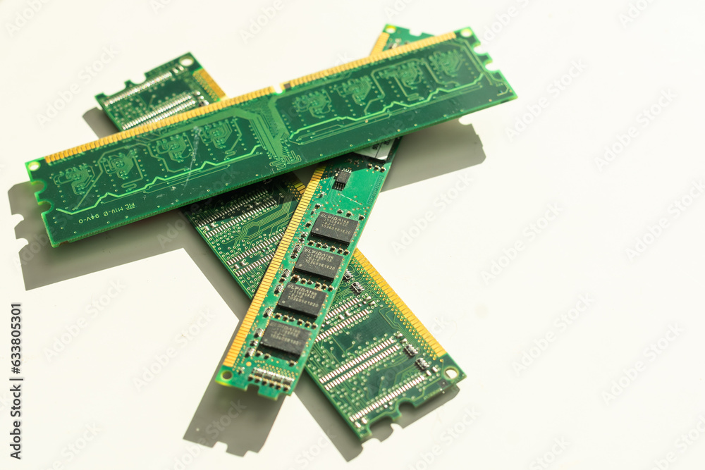Computer memory card Close up memory socket on board computer server ... Computer memory card Close up memory socket on board computer server ...
