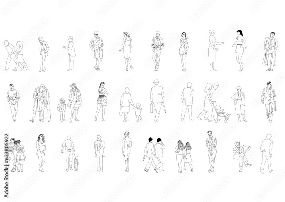 outline people drawing man woman vector illustration. isolated graphic ...