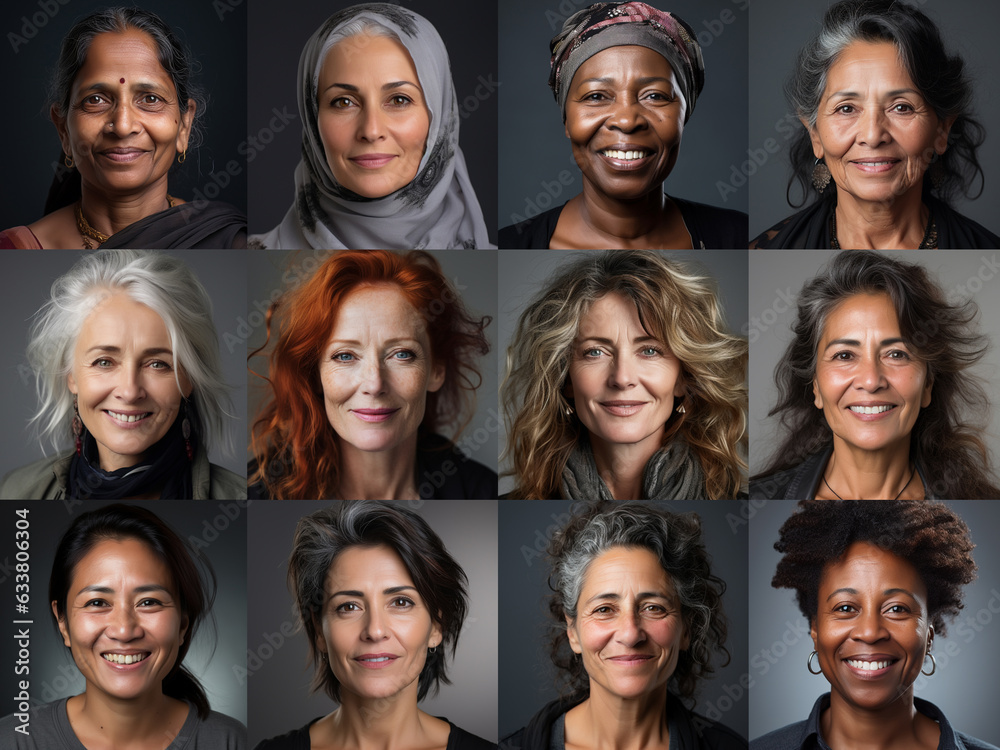 Collage of ethnically different happy people modern portraits, Success ...