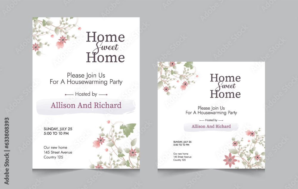 Set of housewarming party invitation templates, Vector illustration eps ...