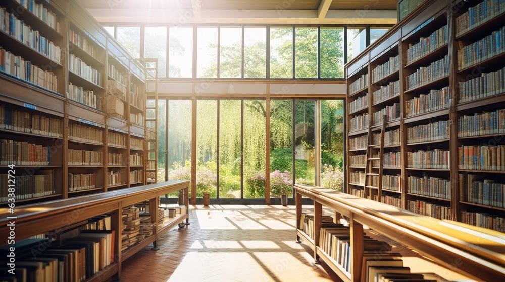 a photo of a interior of a luxury public book library shop. a lot of ...