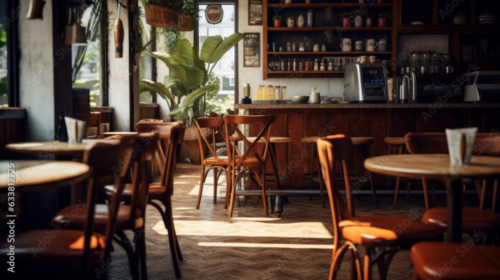 a photo of a interior of a luxury cafe pub restaurant bar with chairs ...