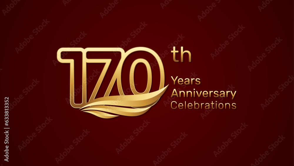 170th anniversary logo design with double line number style and golden ...