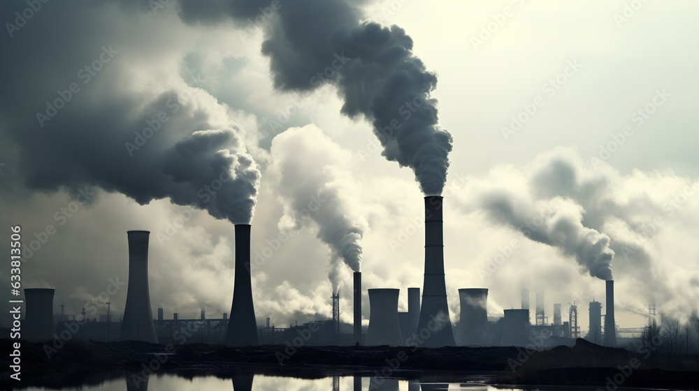 A vivid depiction of air pollution, with CO2 smoke billowing out of ...