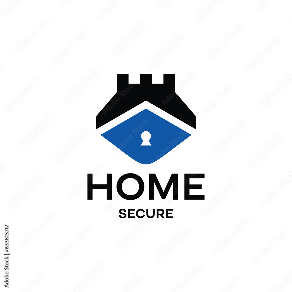 home logo with security concept and fort graphic for brand identity ...