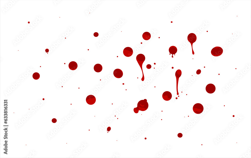 Vector blood splatter isolated on white background. Red blood drops ...