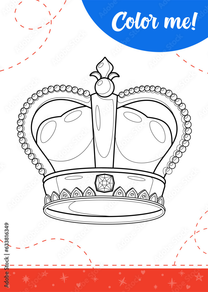 Coloring page for kids with cartoon crown. A printable worksheet ...