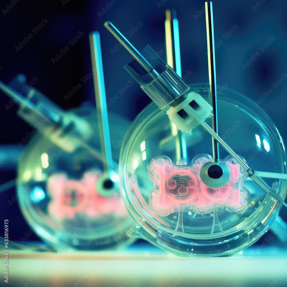 Equipment on laboratory of Fertilization, IVF. Microscope of ...