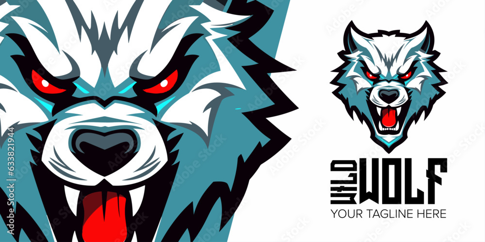 Dynamic Wolf Badge: Angry Minimalist Mascot Vector Logo Design with ...