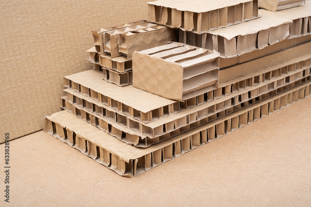 Cardboard packing material. Texture of corrugated paper sheets made ...