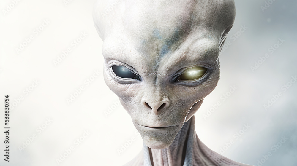 Realistic albino skinned grey extra terrestrial humanoid created with ...
