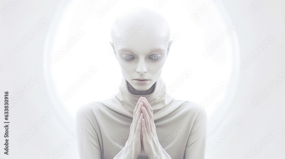 Realistic albino skinned grey extra terrestrial humanoid created with ...