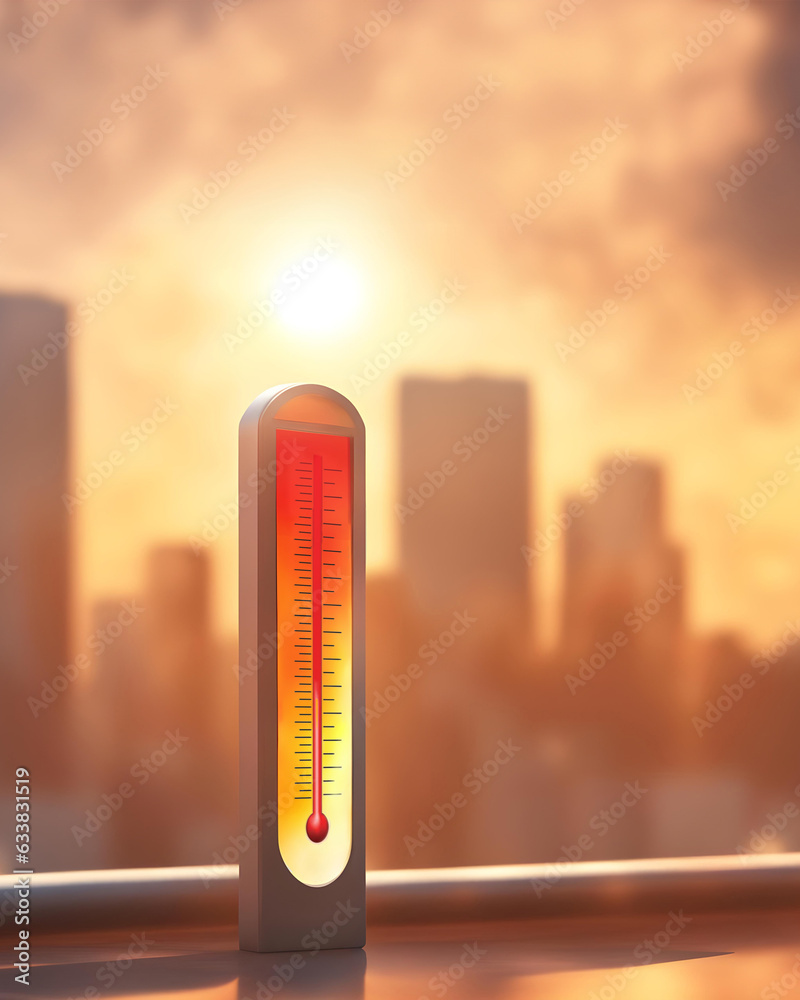 Climate change, global warming, hot temperature concept. Thermometer ...