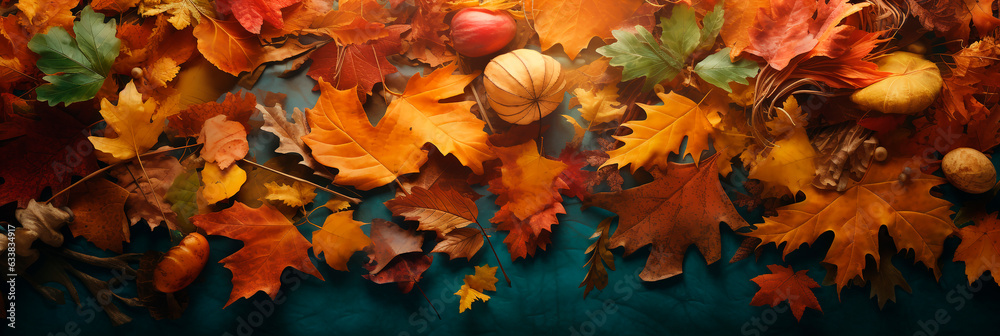 Autumn Leaves Cascade Banner. Generative AI. Hello, Autumn. Autumn ...