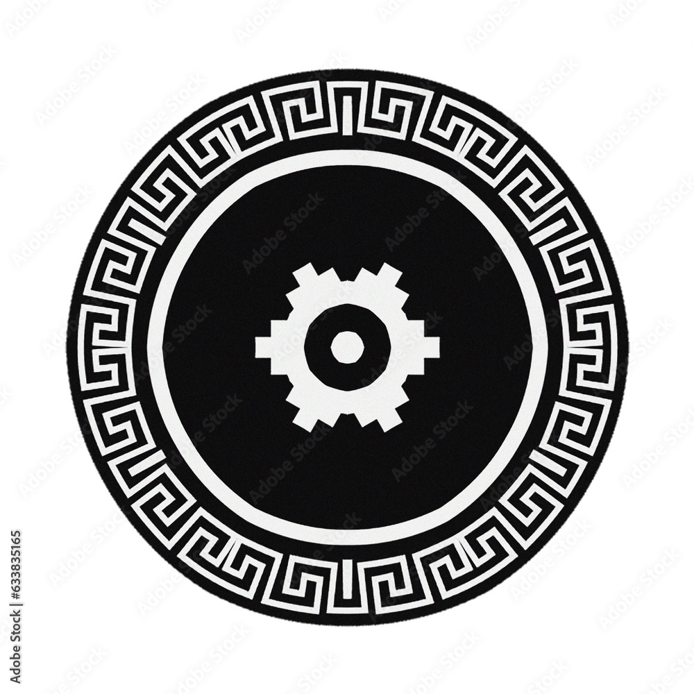Black and White Geometric Sacred Symbol, Magic Circle Vector with ...
