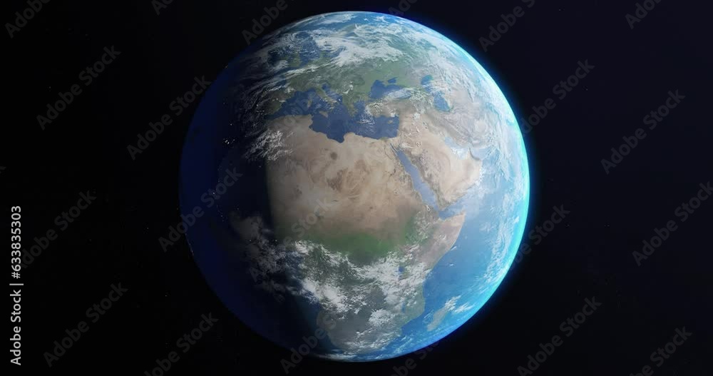 Planet Earth, zoom out. Receding earth globe in space with stars and ...
