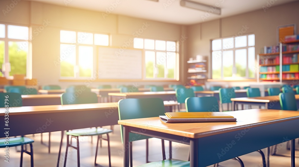 Back to school concept. Classroom in blur background without young ...
