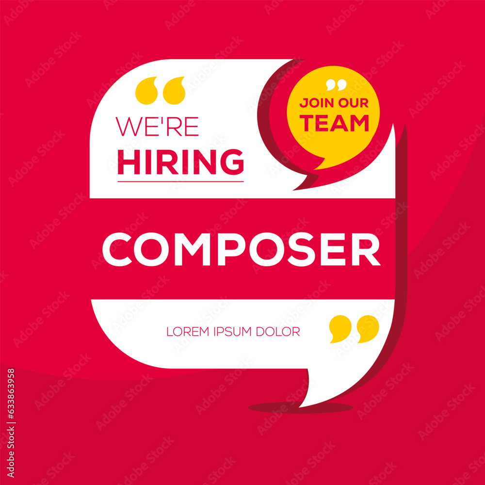 We are hiring (Composer), Join our team, vector illustration. Stock Vector | Adobe Stock