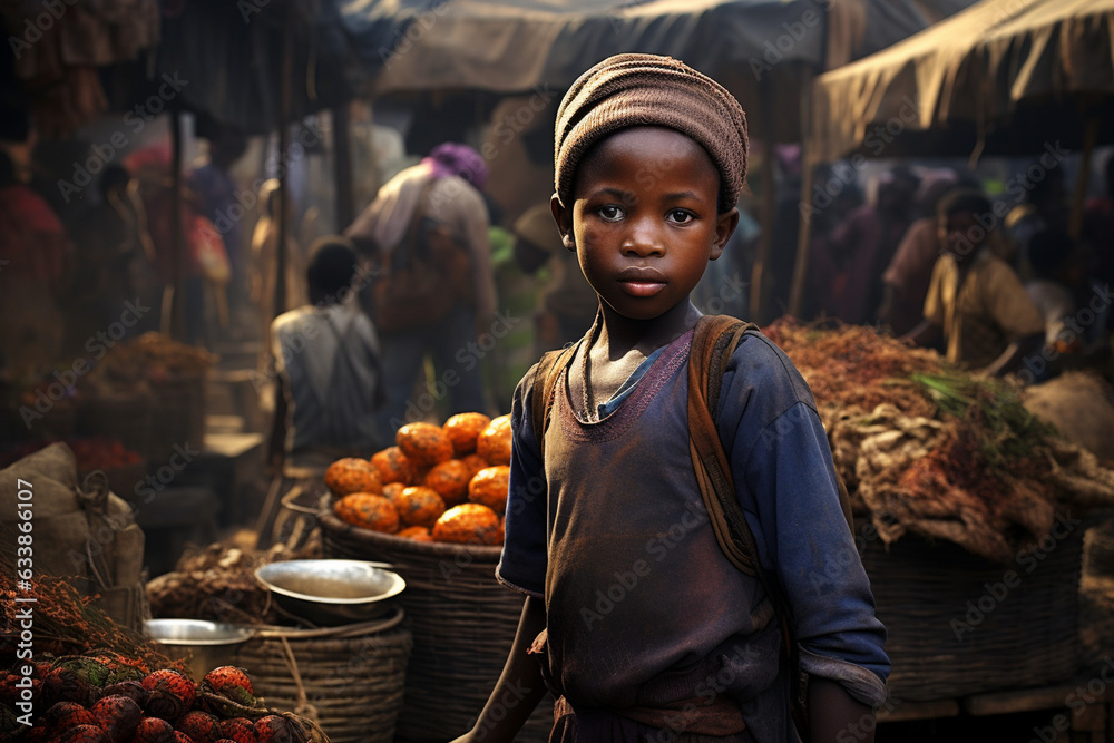 An enchanting image of the African boy porter against a backdrop of a ...