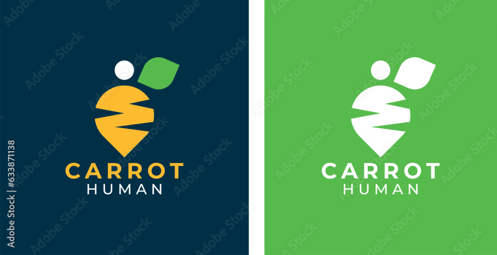 Carrot logo design with color option. Human carrot logo concepts ...