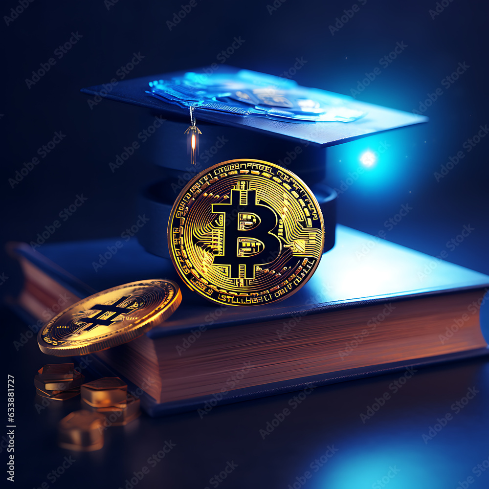 International Graduation cap on Bitcoin Cryptocurrency. Bitcoin is ...