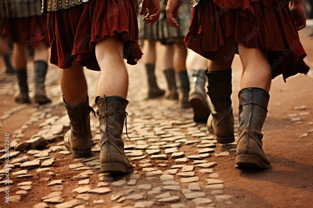 Path of Glory: Ground-Level Shot, Centering on Sandaled Feet of Roman ...