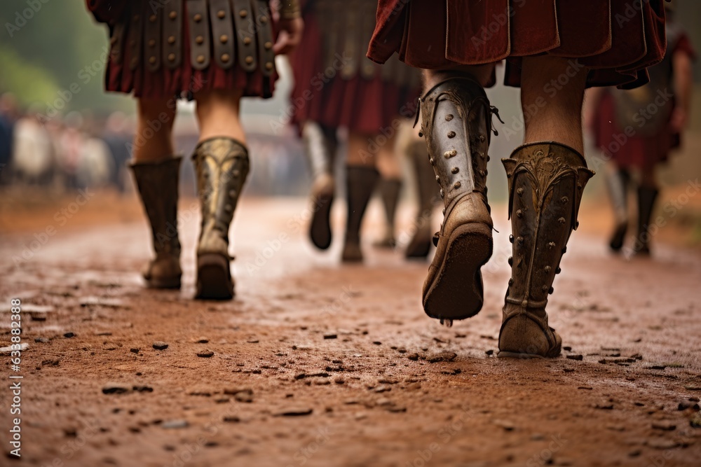Echoes of Antiquity: View from Ground Level, Capturing Sandaled Feet of ...