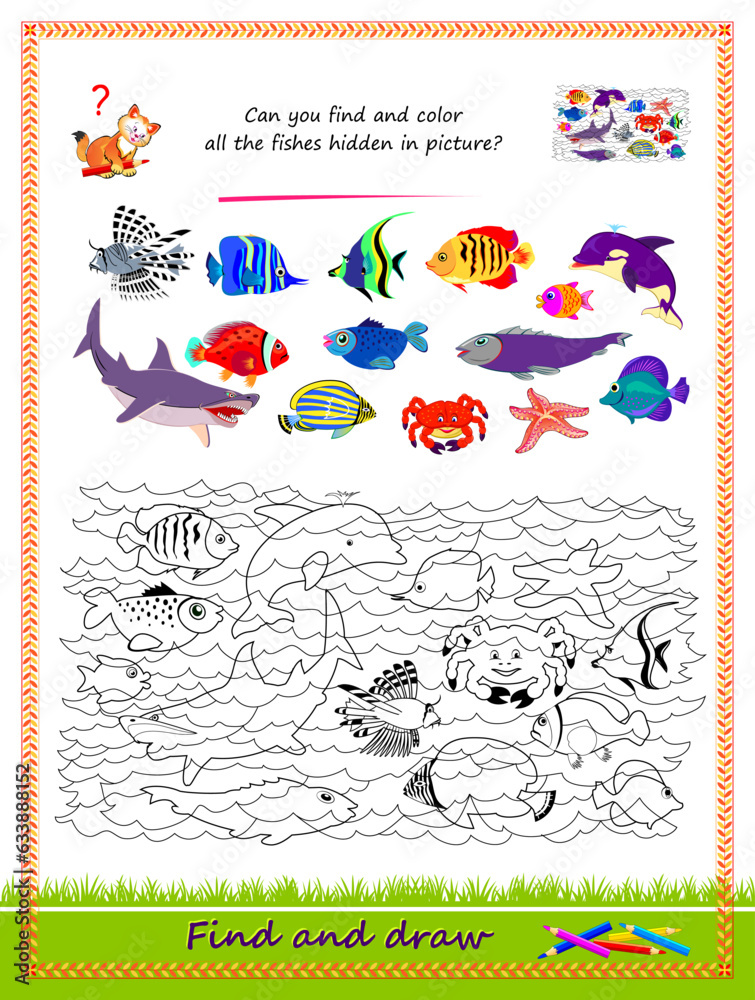 Educational page for little children. Can you find and color all the ...